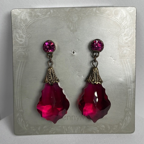 Kenny Ma | Jewelry | Kenny Ma Fuchsia Pink Swarovski Crystal Earrings | Poshmark